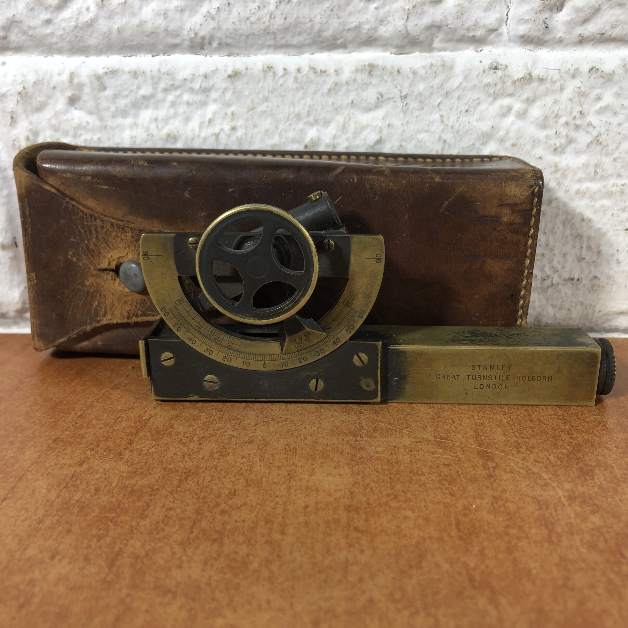 Vintage Stanley Brass Level & Clinometer in Leather Case (Great ...