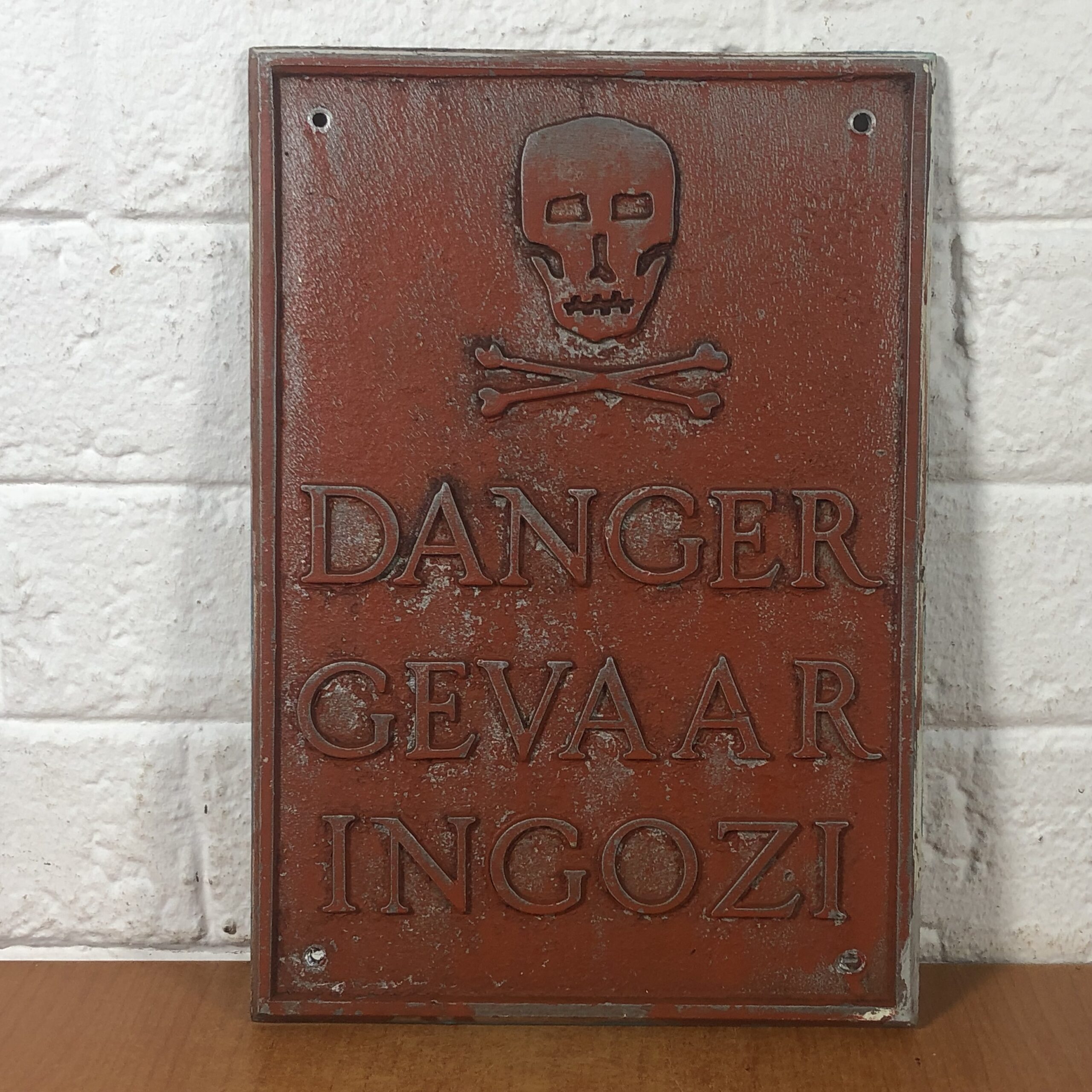 Vintage Cast Aluminium Danger Sign - AuctionGiant