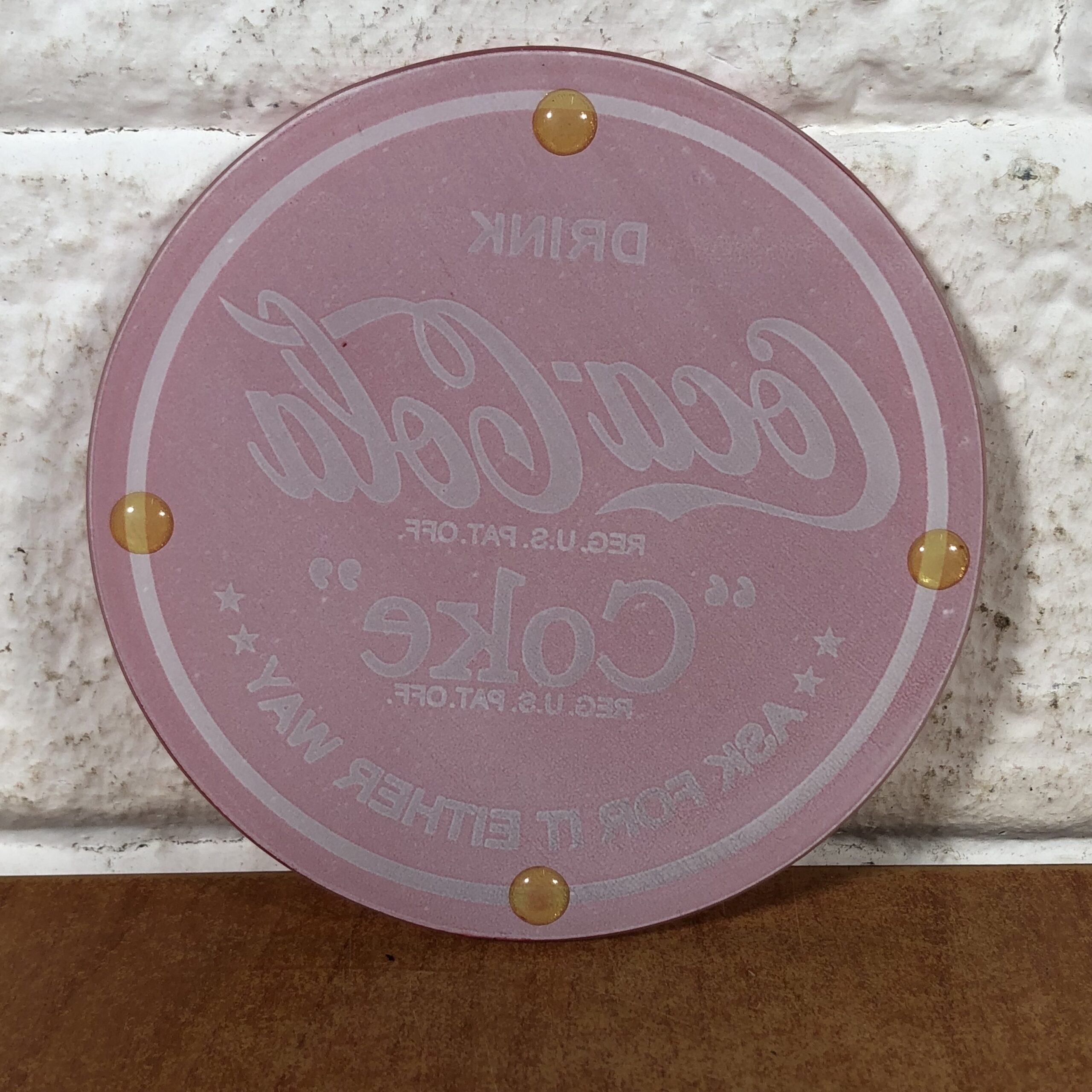 Set of 4 Coca Cola Glass Coasters - AuctionGiant