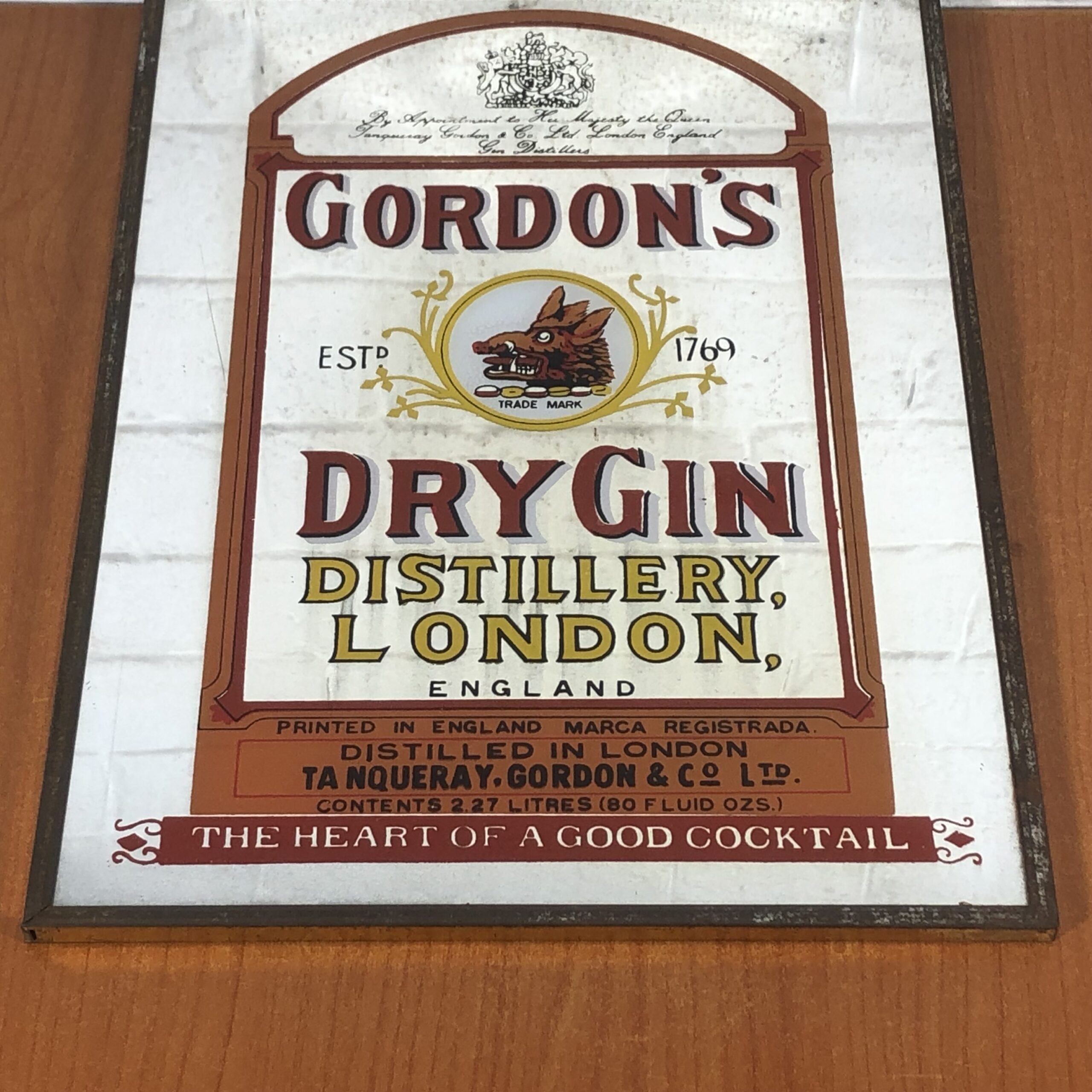 Vintage Gordon's Dry Gin Pub Mirror - AuctionGiant