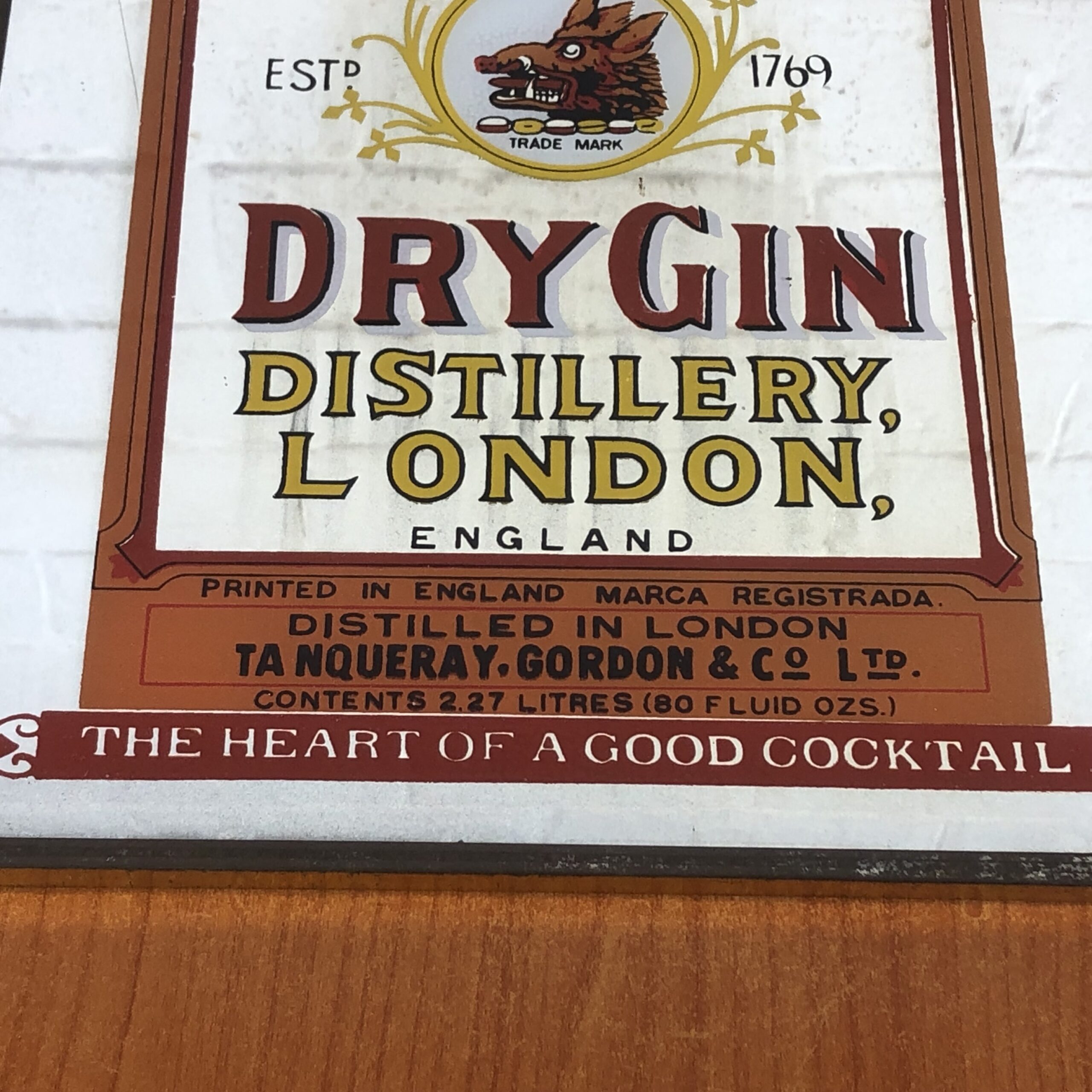 Vintage Gordon's Dry Gin Pub Mirror - AuctionGiant