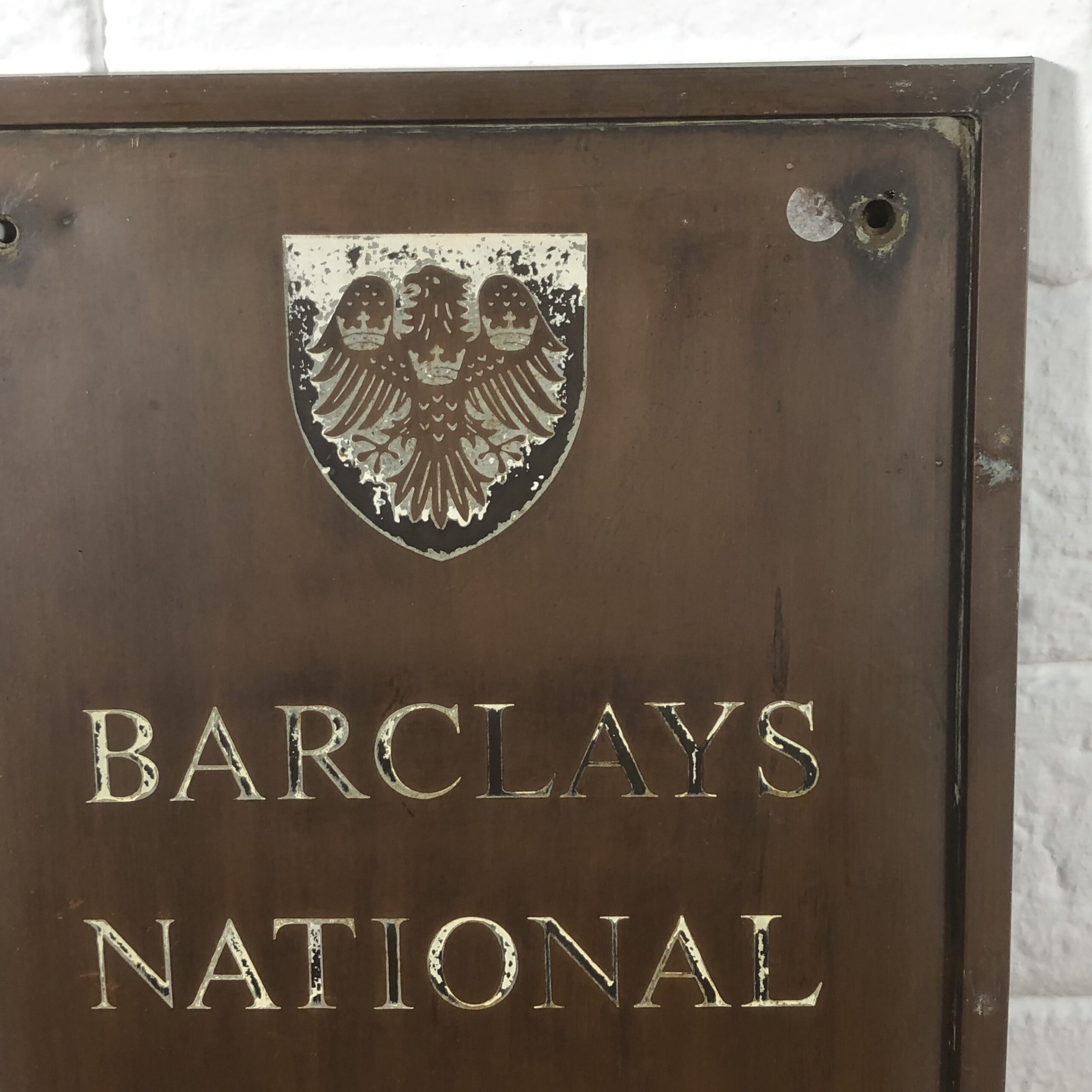 Vintage Barclays National Bank Brass Sign - AuctionGiant