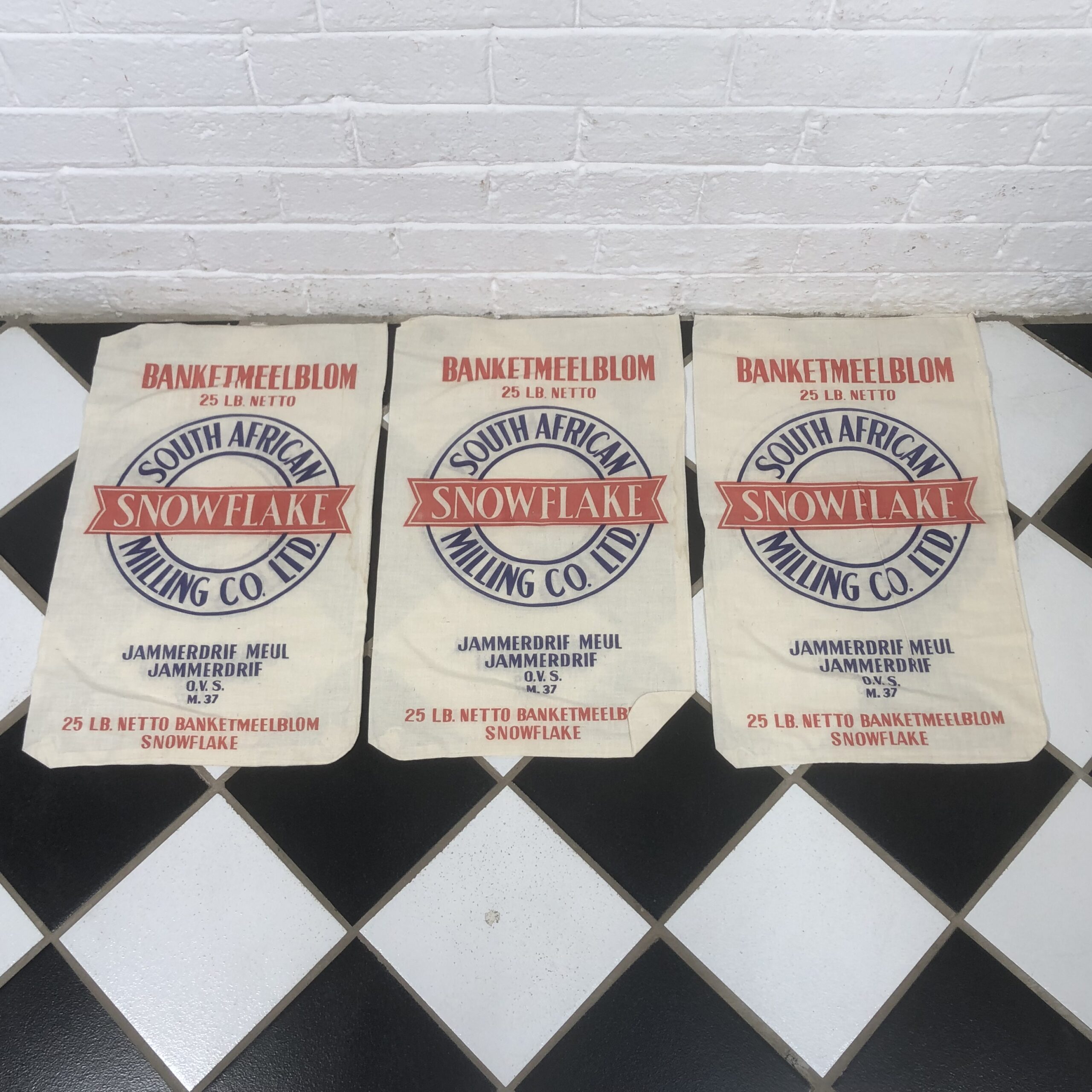 Vintage South African Snowflake Milling Co. Cake Flour Bags - AuctionGiant