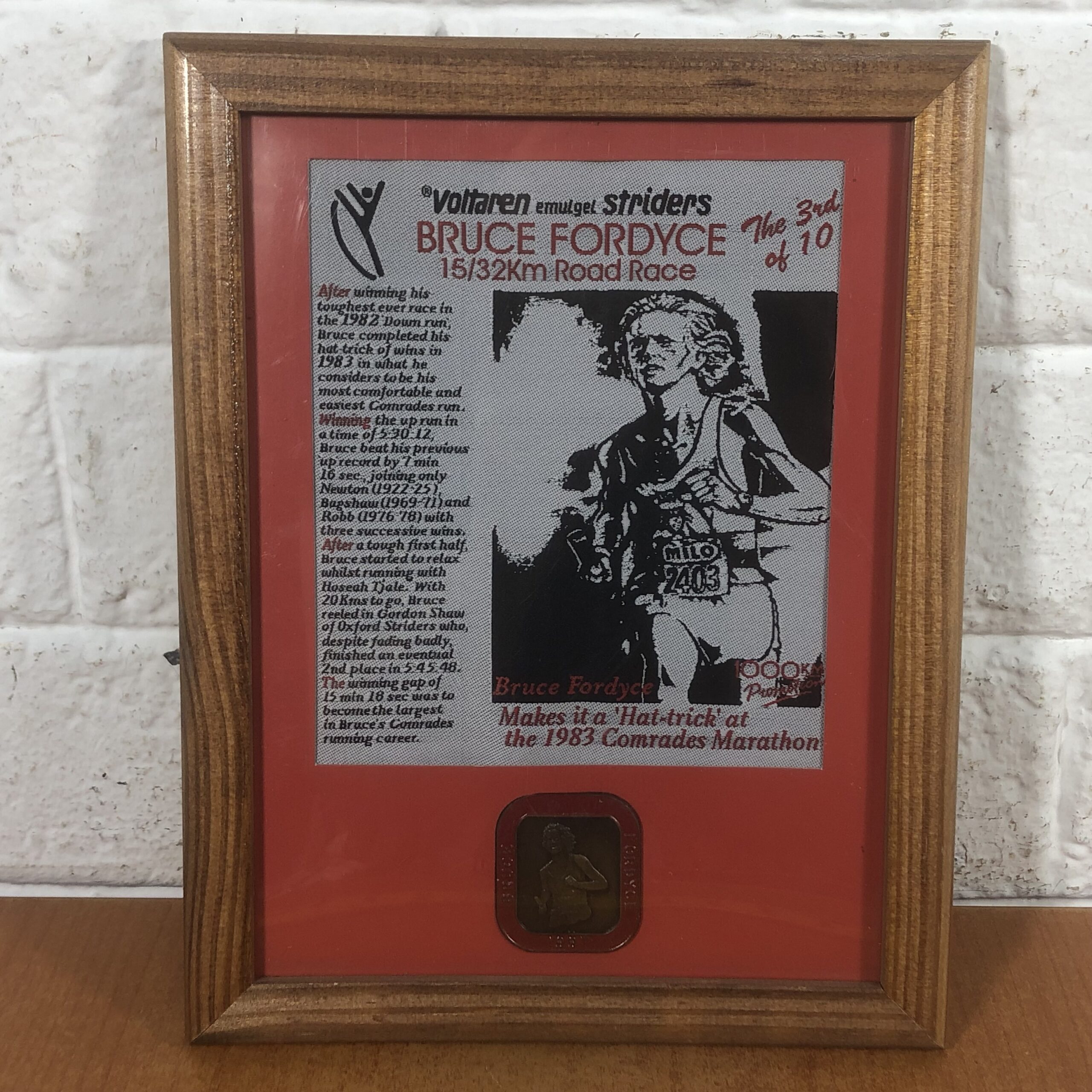 Framed Bruce Fordyce 1983 Comrades Marathon Memorabilia - AuctionGiant