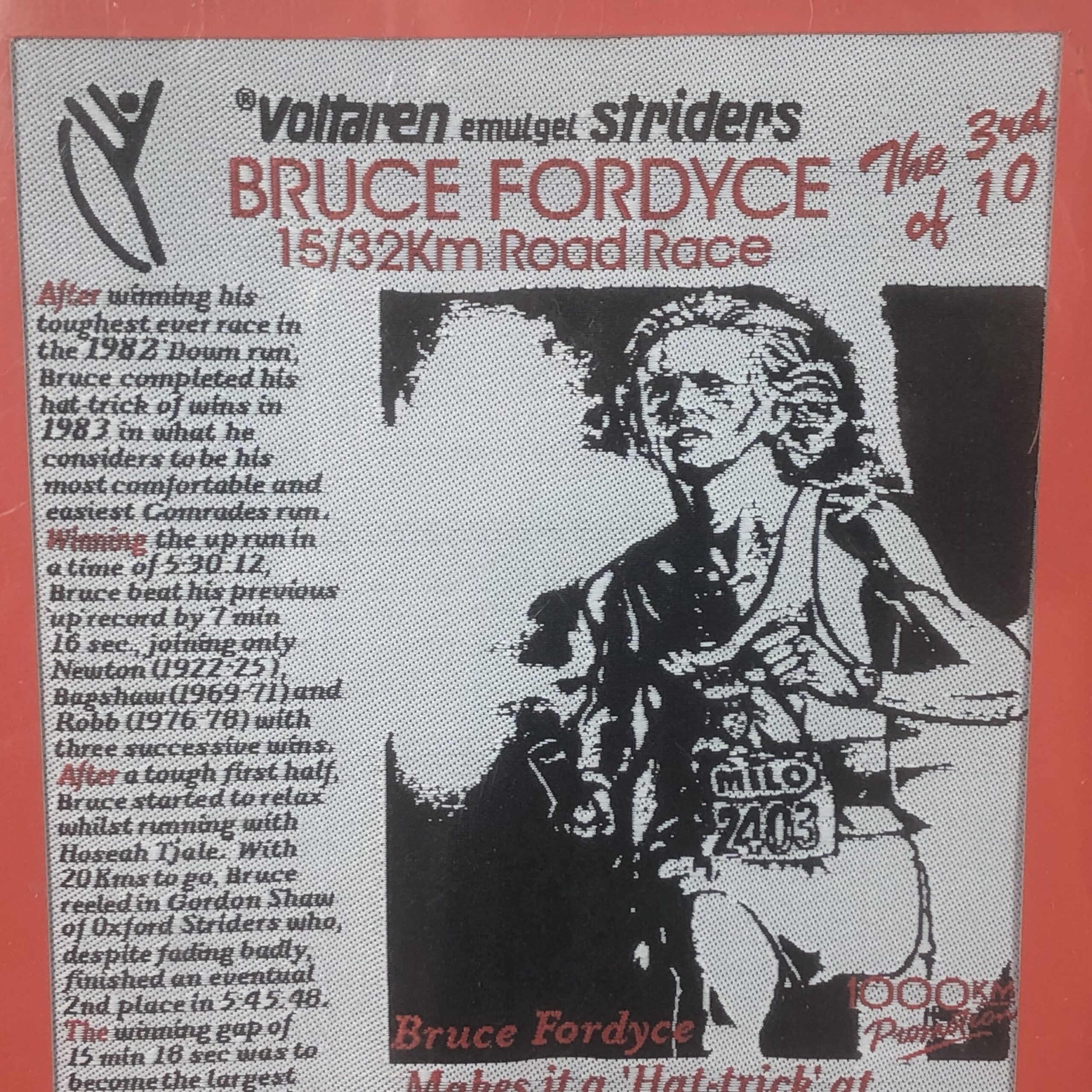 Framed Bruce Fordyce 1983 Comrades Marathon Memorabilia - AuctionGiant