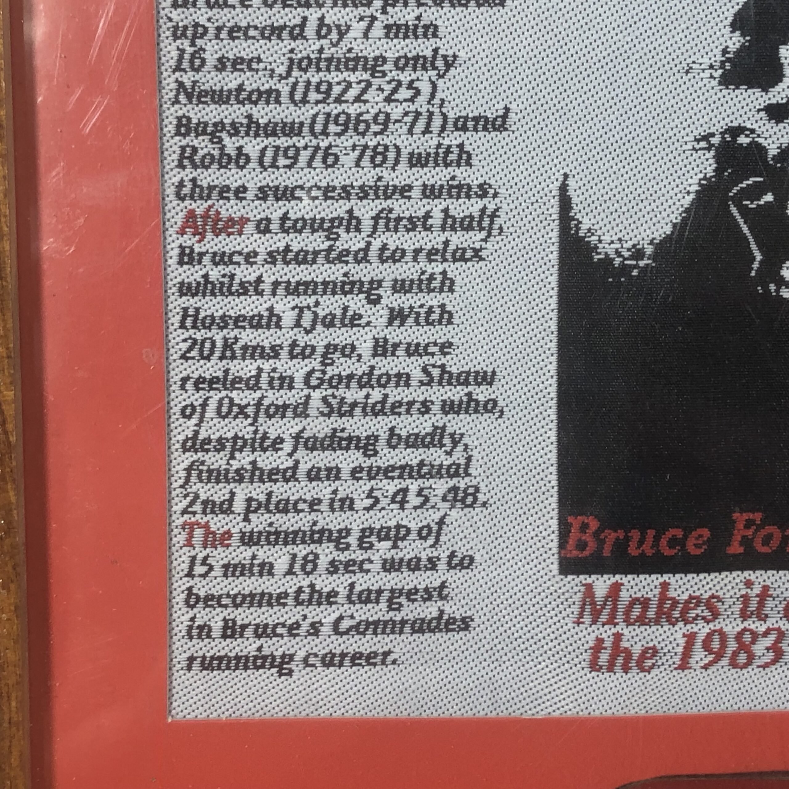 Framed Bruce Fordyce 1983 Comrades Marathon Memorabilia - AuctionGiant