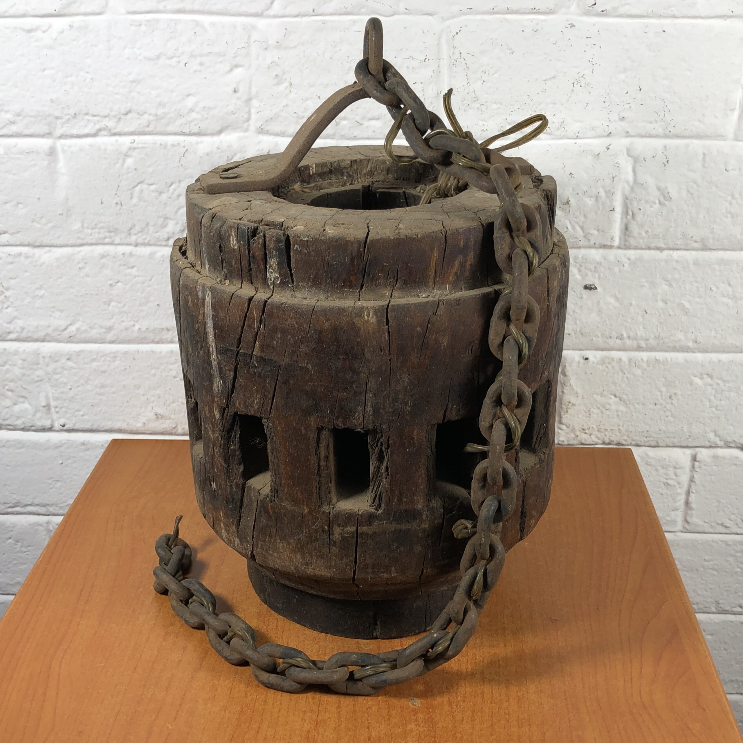 Vintage Ox Wagon Wheel Hub (Repurposed As A Lamp) - AuctionGiant