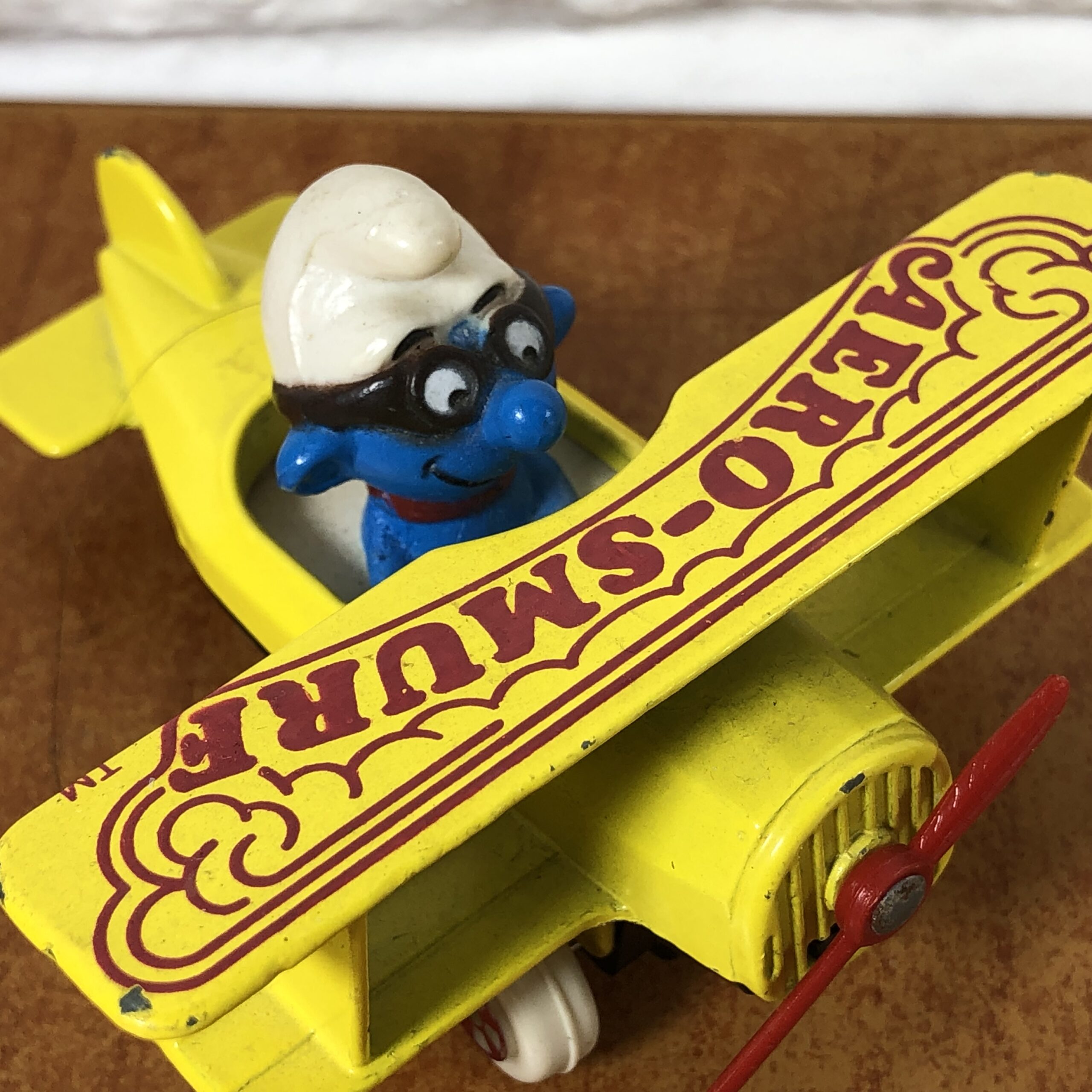 1982 ERTL Peyo Aero-Smurf Figurine in Metal Aircraft (Made in USA ...